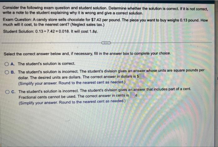 Solved Consider the following exam question and student | Chegg.com
