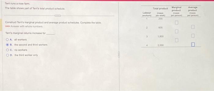 Solved Terti runs a rose farm. The table shows part of | Chegg.com