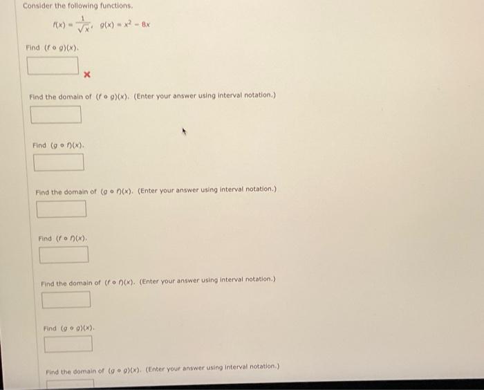 Solved Consider the following functions. f(x)=√¹ g(x) = x² - | Chegg.com