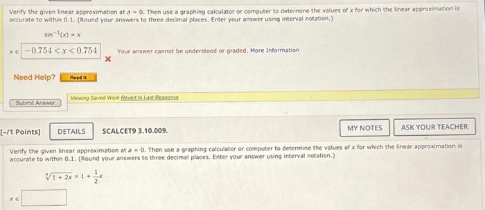 Solved Verify the given linear approximation at a=0. Then | Chegg.com