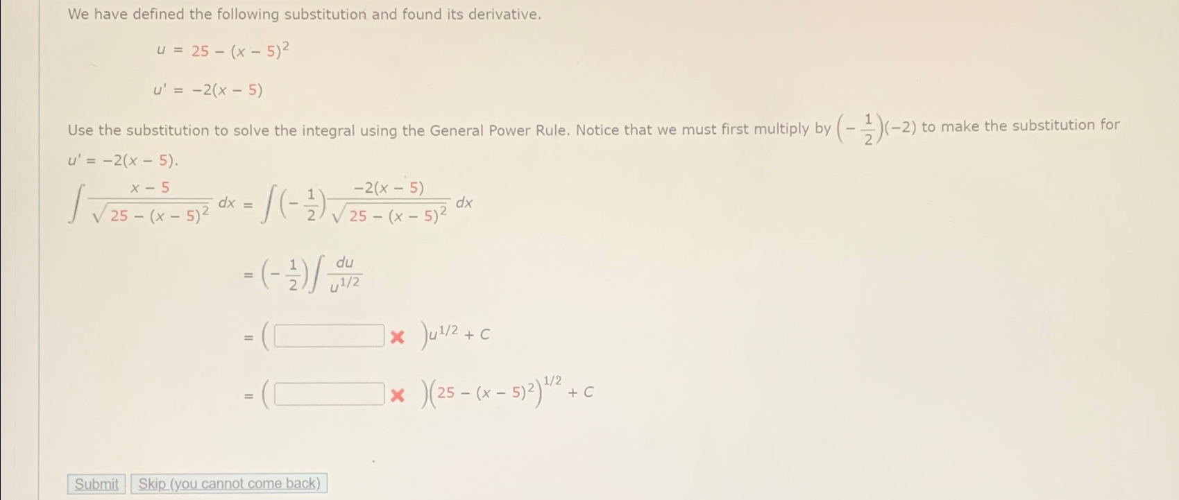 Solved We have defined the following substitution and found | Chegg.com