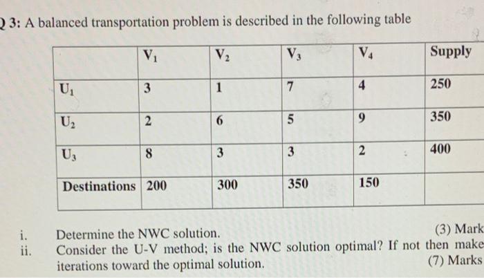 Solved 23: A balanced transportation problem is described in | Chegg.com