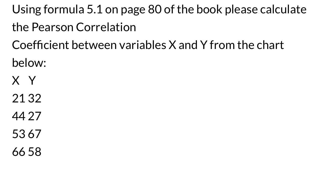 Solved Using formula 5.1 ﻿on page 80 ﻿of the book please | Chegg.com