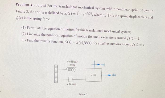 Solved Problem 4. ( 30 pts) For the translational mechanical | Chegg.com Solved Problem 4. ( 30 pts) For the translational mechanical | Chegg.com