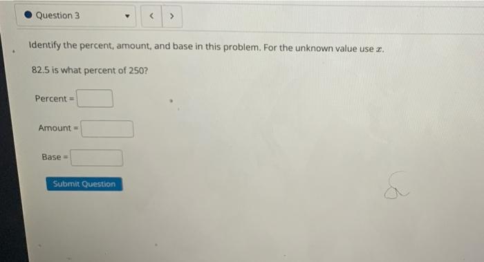Solved Question 3 Identify The Percent Amount And Base Chegg