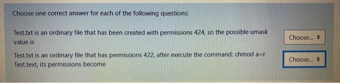 Solved Choose one correct answer for each of the following | Chegg.com