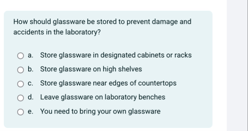 Solved How should glassware be stored to prevent damage and | Chegg.com
