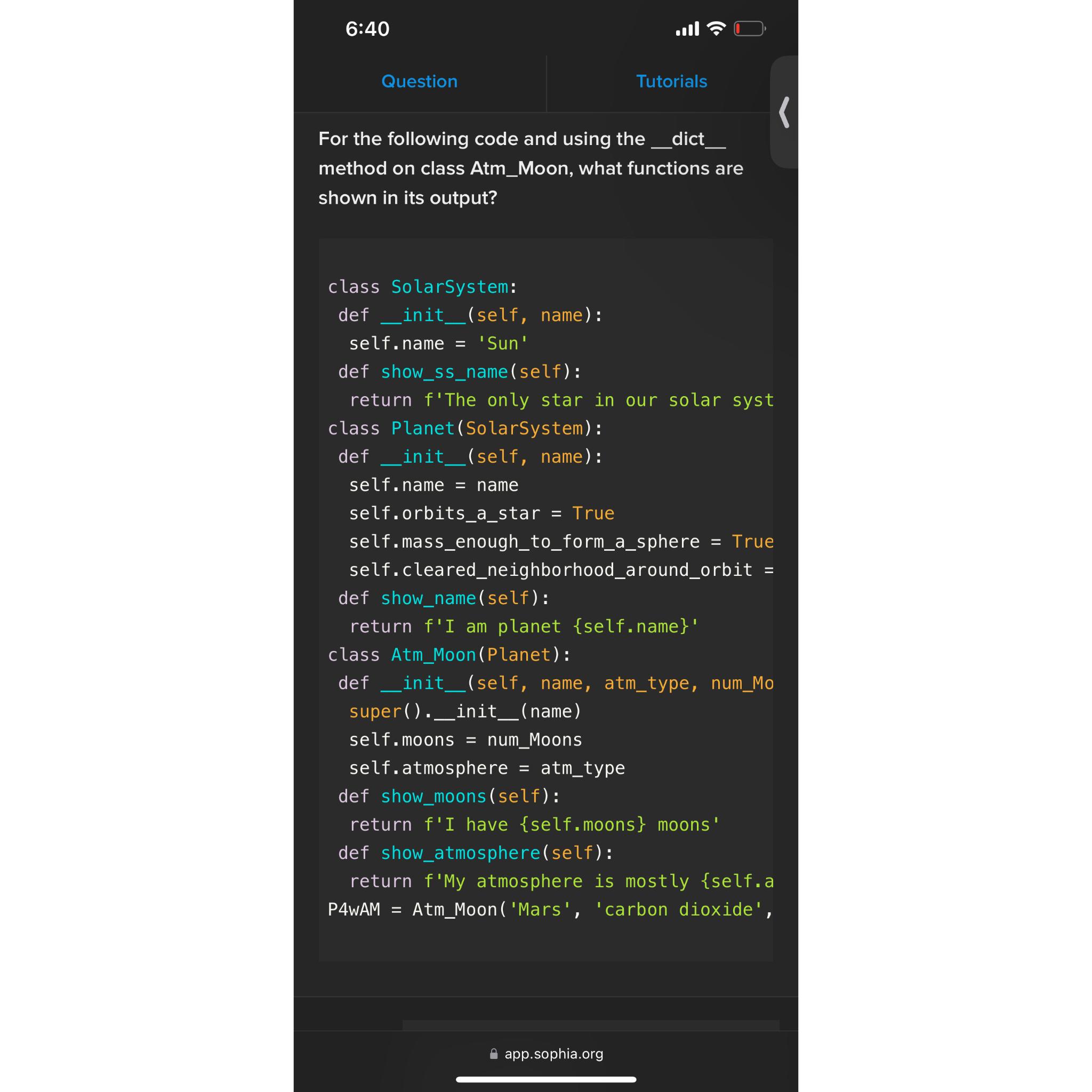 Solved 6:40. 11QuestionTutorialsFor the following code and | Chegg.com