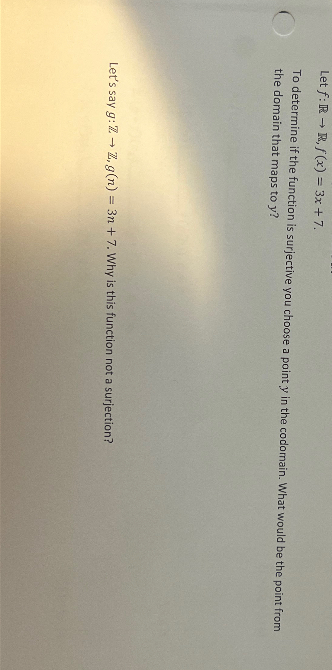 Solved Let F R→r F X 3x 7 To Determine If The Function Is