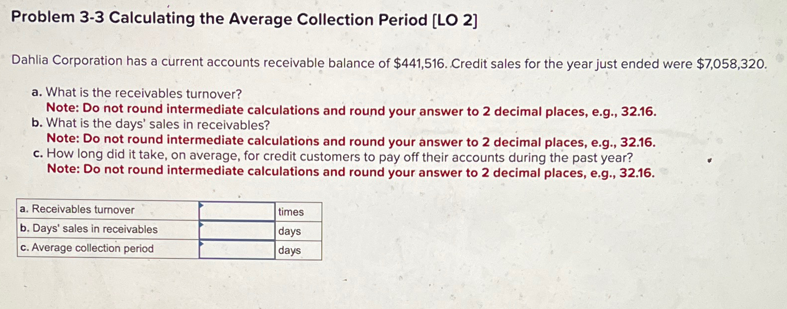 Solved Problem 3-3 ﻿Calculating the Average Collection | Chegg.com