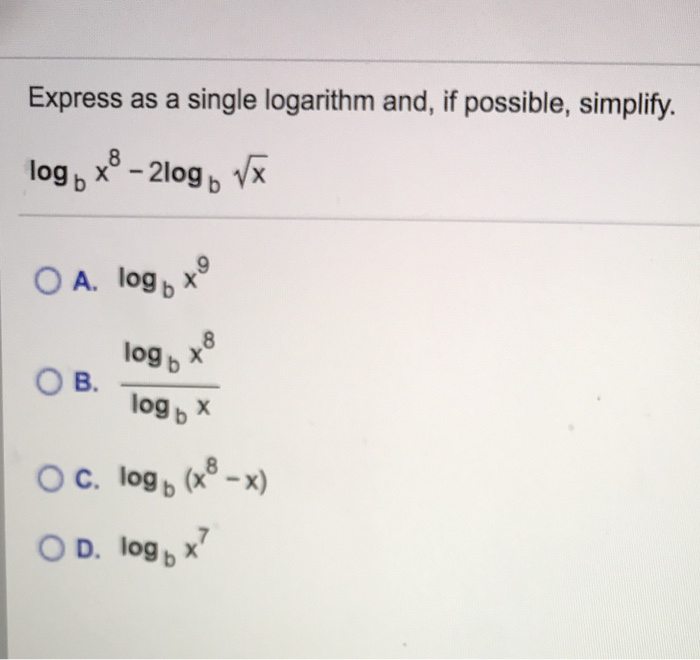 Solved Express as a single logarithm and, if possible, | Chegg.com