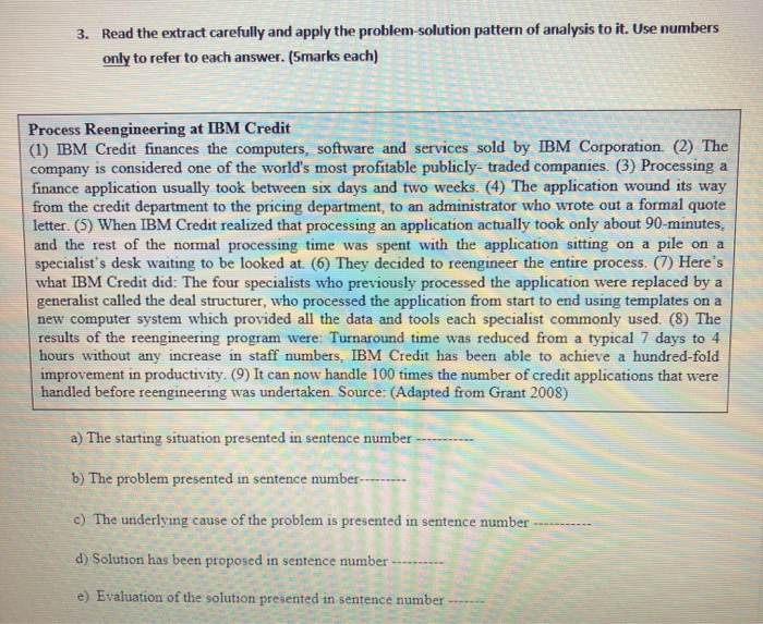 Solved 3. Read the extract carefully and apply the | Chegg.com