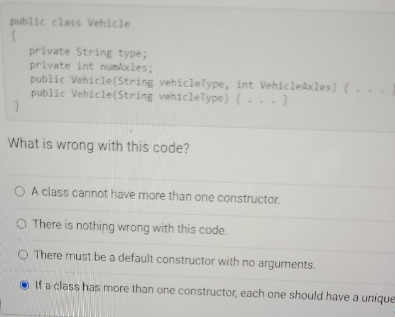 Solved public class Vehicle 1 private String type, private | Chegg.com