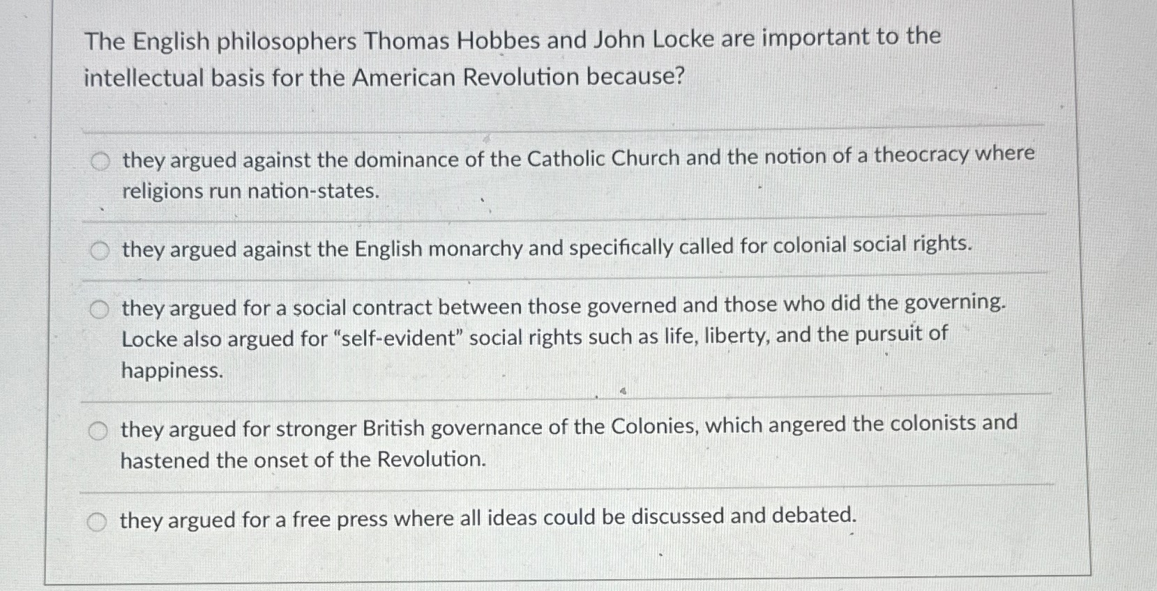 Solved The English philosophers Thomas Hobbes and John Locke | Chegg.com