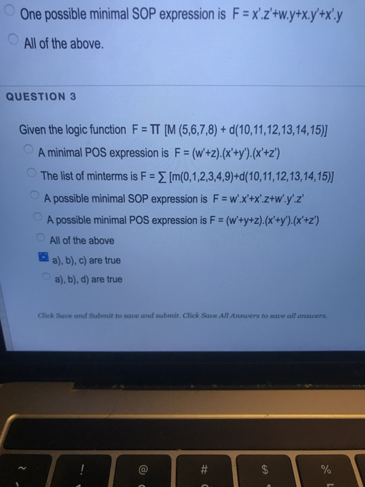 Solved One possible minimal SOP expression is F = | Chegg.com