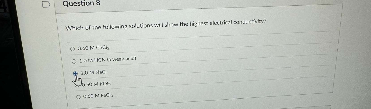 Solved Question 8Which of the following solutions will show | Chegg.com