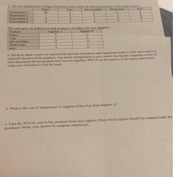 Solved The unit price (in dollars) of each product is as | Chegg.com