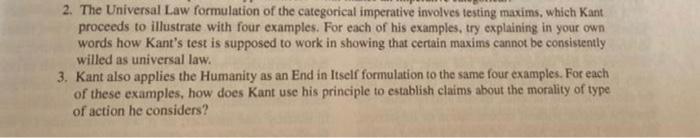 2. The Universal Law formulation of the categorical | Chegg.com