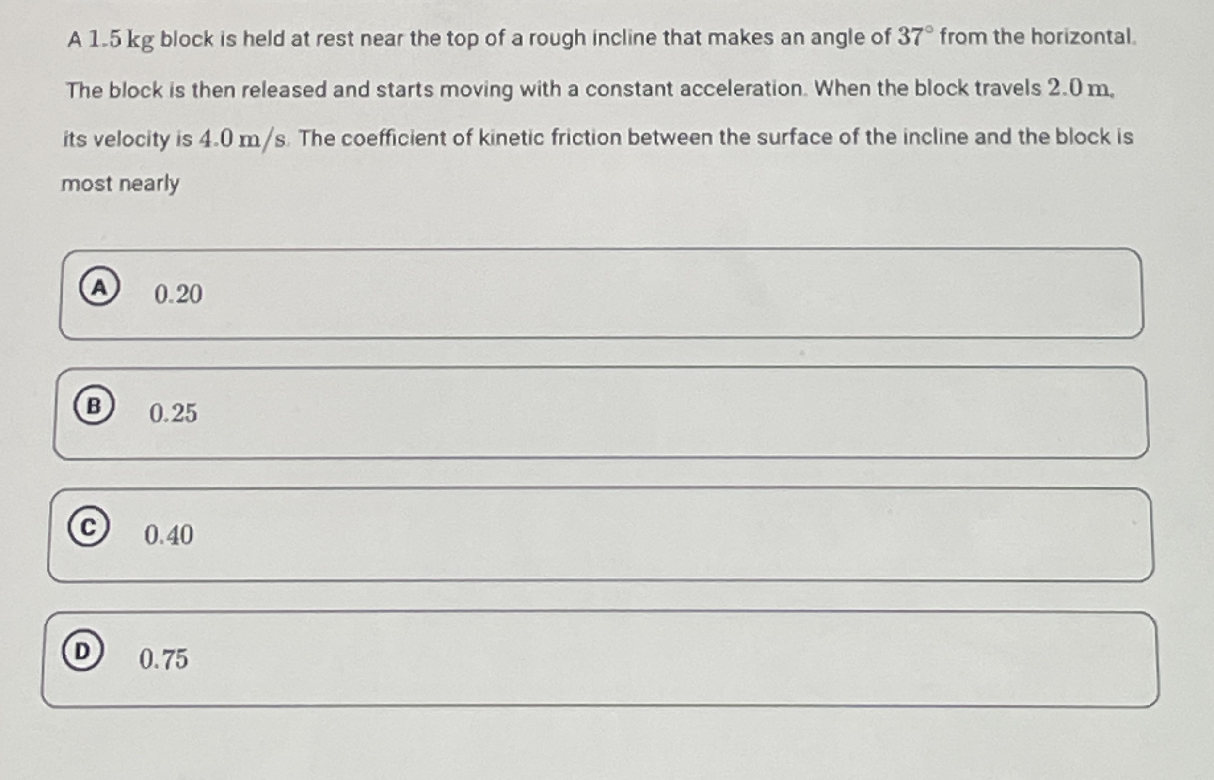 Solved A 1.5 ﻿kg block is held at rest near the top of a | Chegg.com