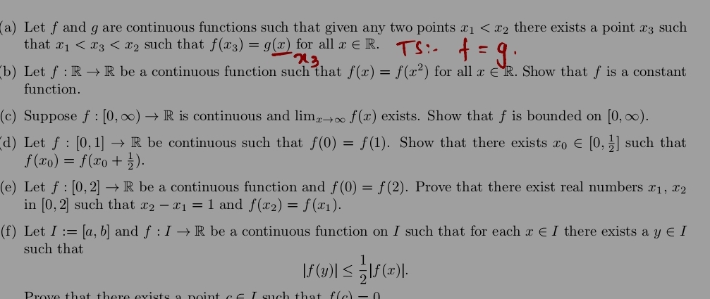 Solved (a) ﻿Let f ﻿and g ﻿are continuous functions such that | Chegg.com