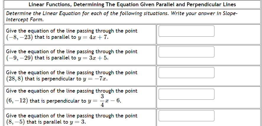 Solved Linear Functions, Determining The Equation Given | Chegg.com