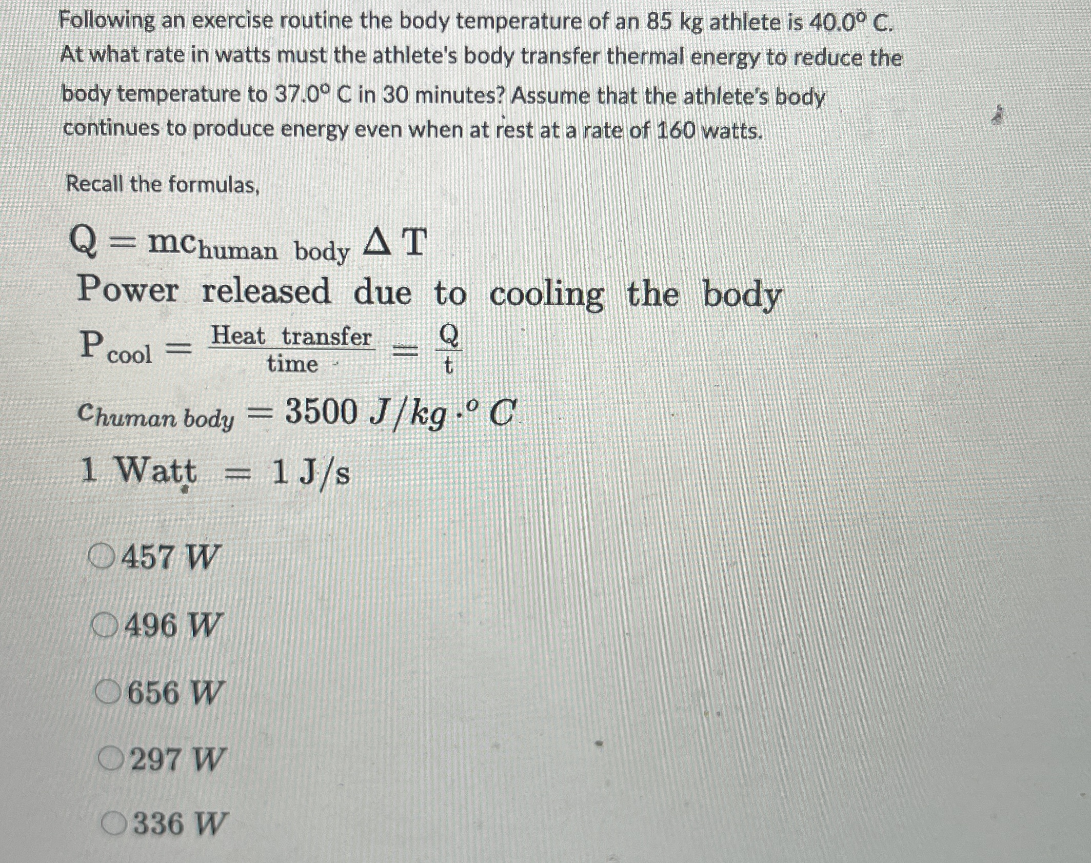 Solved Following an exercise routine the body temperature of | Chegg.com