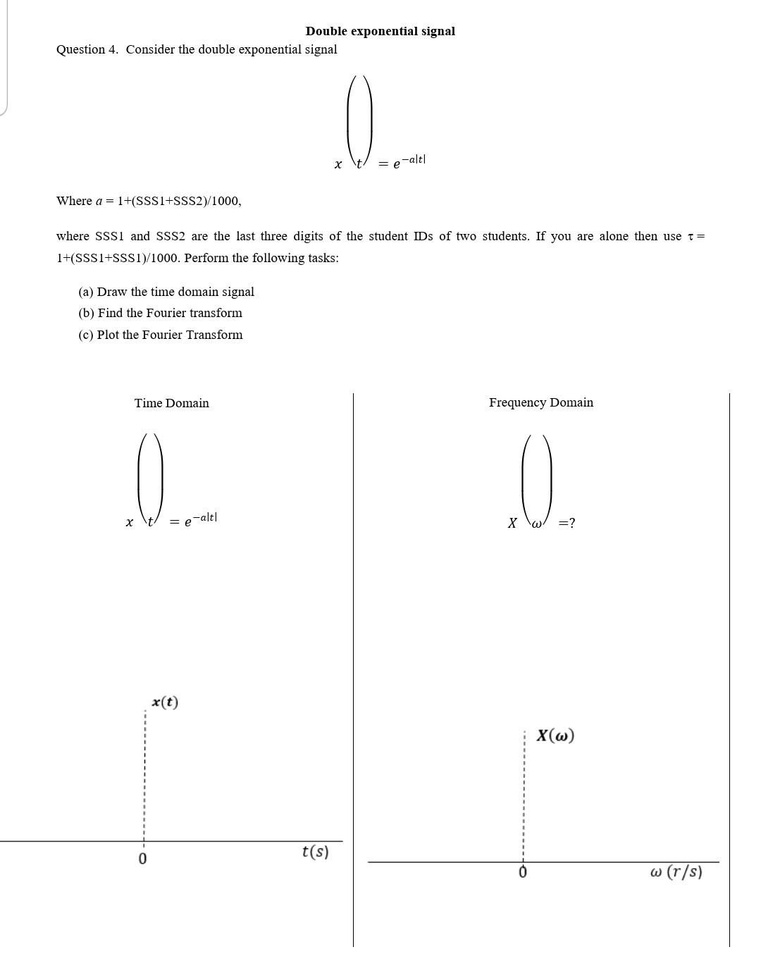 Solved Double exponential signal Question 4. Consider the | Chegg.com