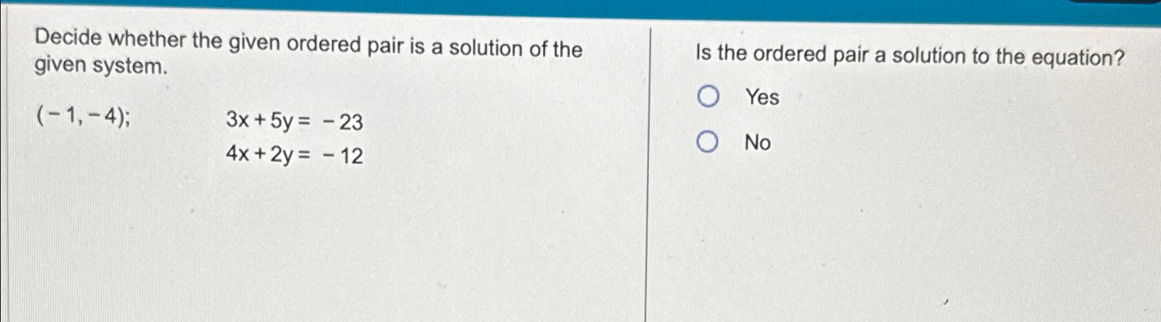 Solved Decide whether the given ordered pair is a solution | Chegg.com Solved Decide whether the given ordered pair is a solution | Chegg.com
