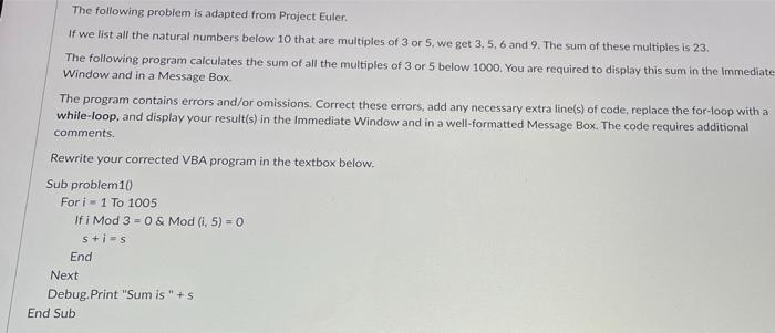 Solved The following problem is adapted from Project Euler. | Chegg.com