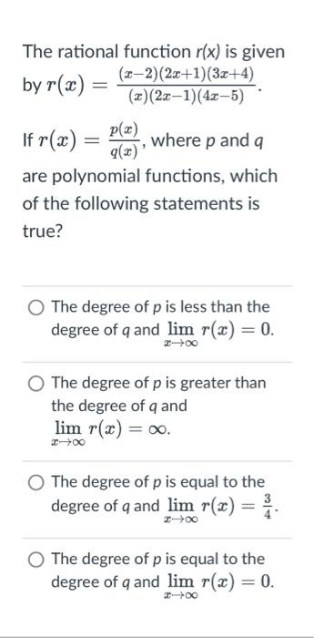 he rational function r(x) is given | Chegg.com