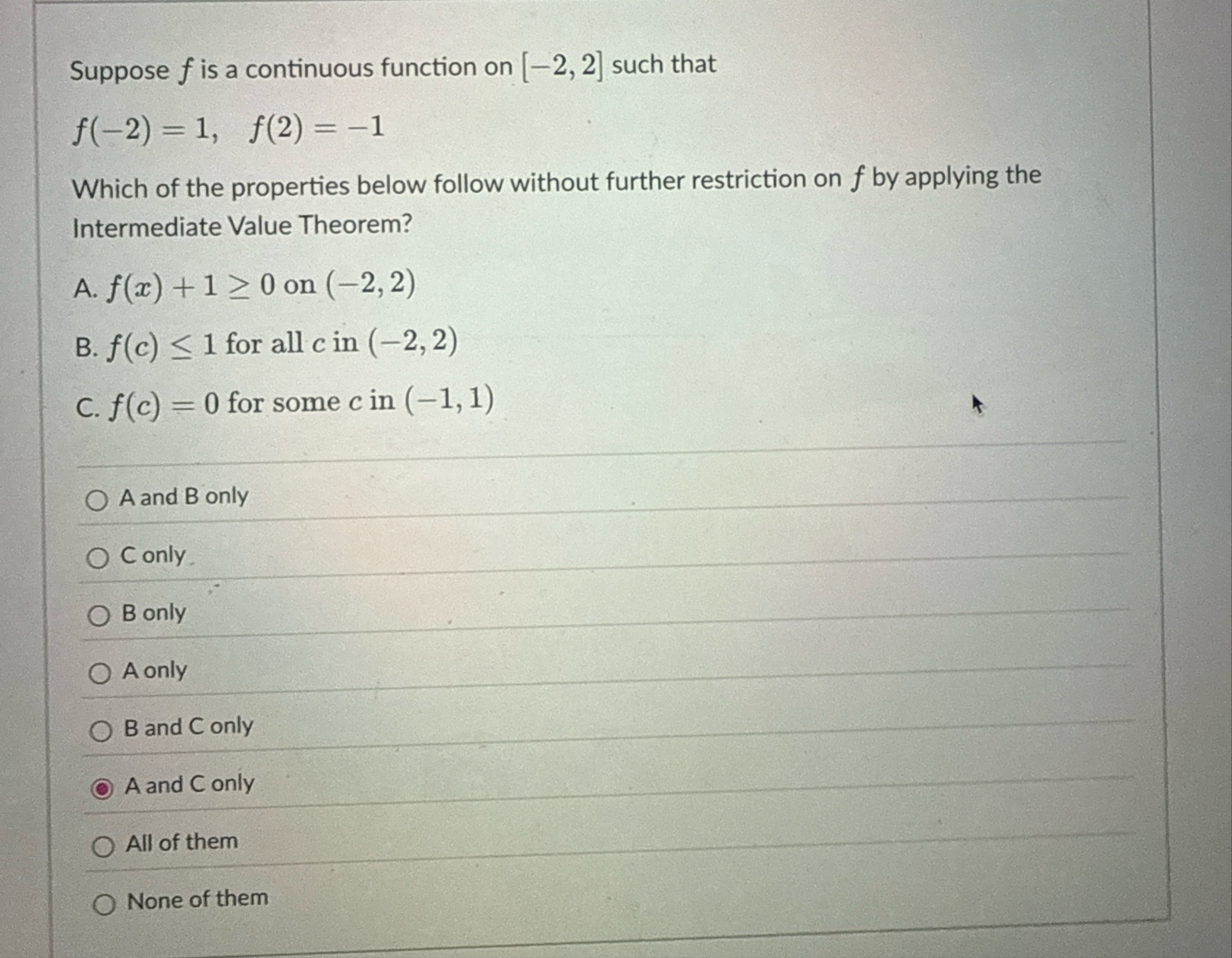 Solved Suppose f ﻿is a continuous function on -2,2 ﻿such | Chegg.com