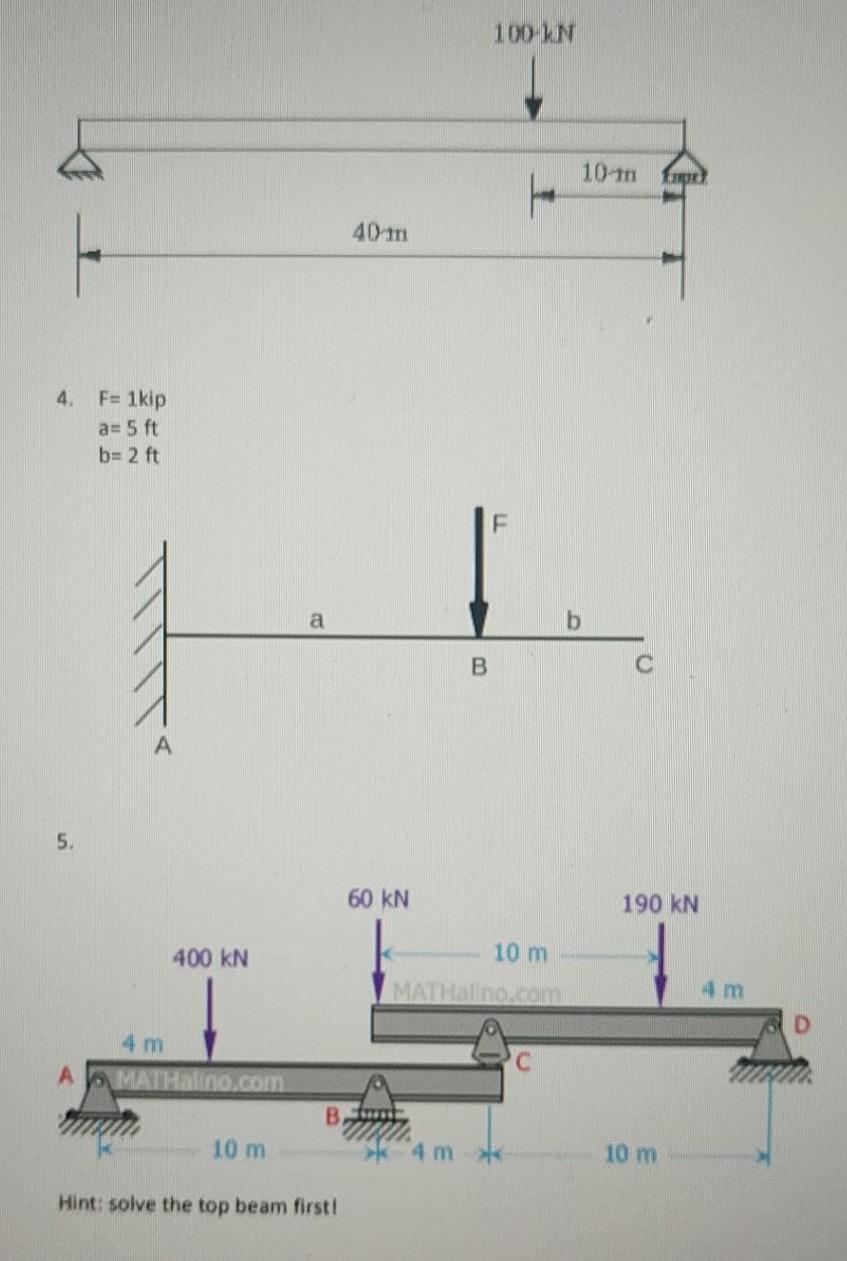 Solved Beam Reactions For the following beams, solve the | Chegg.com