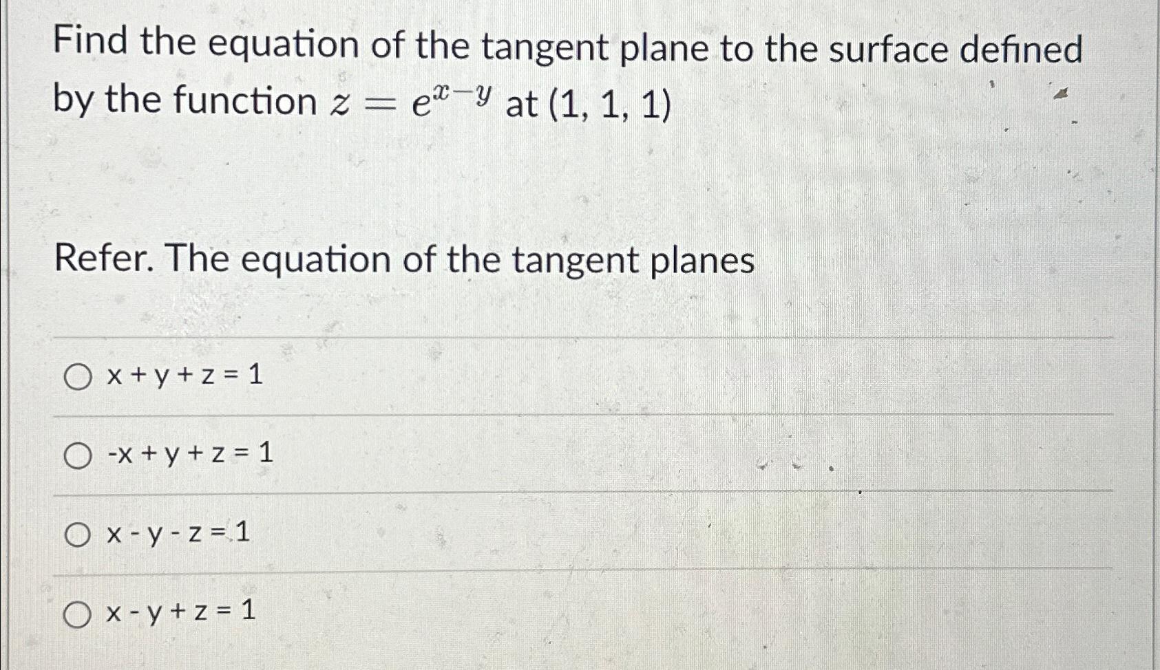 Solved Find the equation of the tangent plane to the surface | Chegg.com