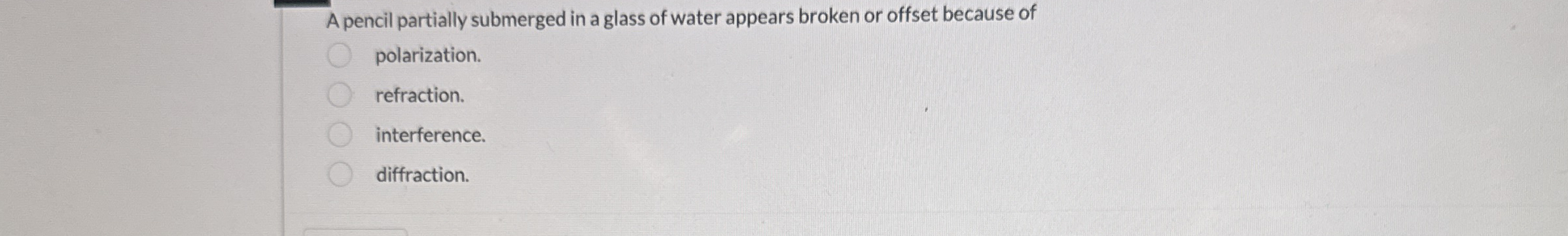 Solved A pencil partially submerged in a glass of water | Chegg.com