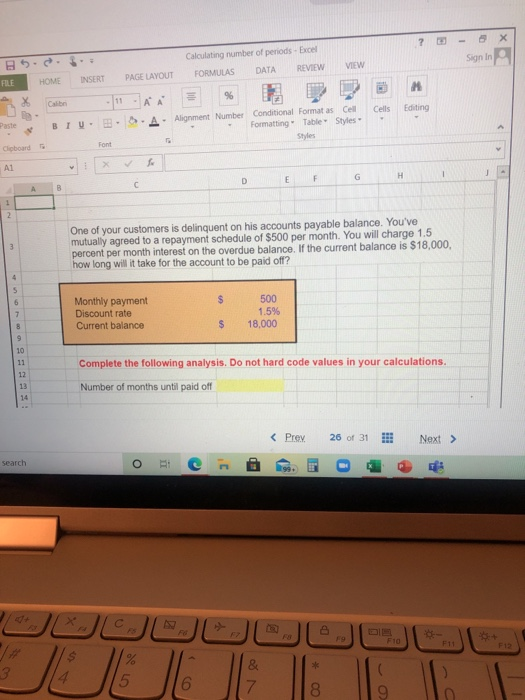 Solved 7 Calculating Number Of Periods Excel Formulas Data 
