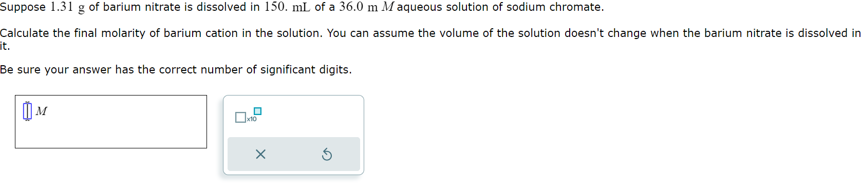 Solved Suppose 1.31g ﻿of barium nitrate is dissolved in | Chegg.com