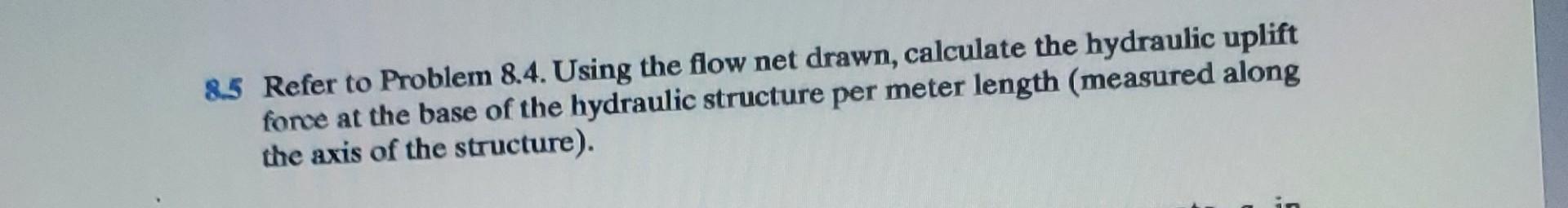 Solved 8.5 Refer to Problem 8.4. Using the flow net drawn, | Chegg.com