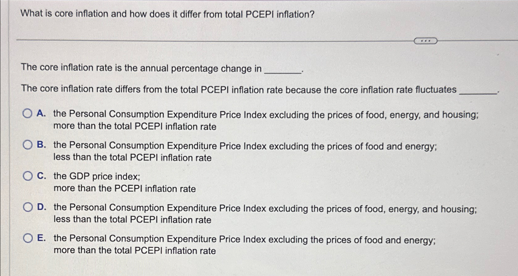 Solved What is core inflation and how does it differ from | Chegg.com
