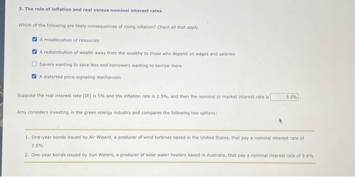 3. The role of inflation and real versus nominal | Chegg.com