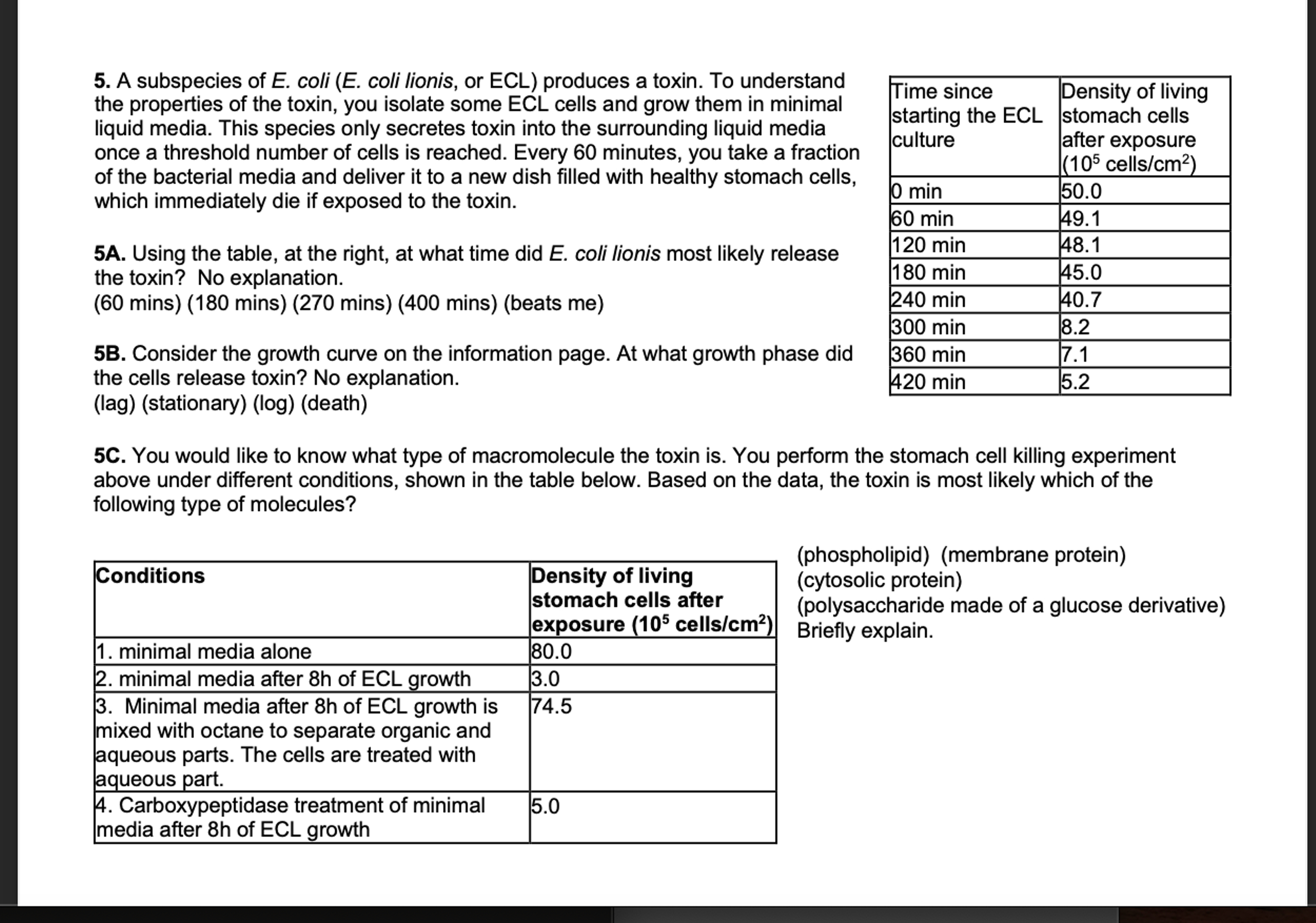 Solved A subspecies of E. ﻿coli (E. ﻿coli lionis, or ECL) | Chegg.com
