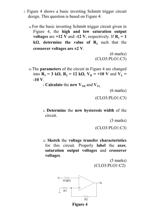 Solved 1. Figure 4 shows a basic inverting Schmitt trigger | Chegg.com