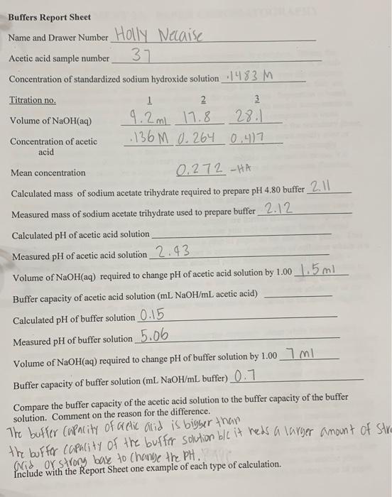 31 Buffers Report Sheet Name and Drawer Number Holly | Chegg.com