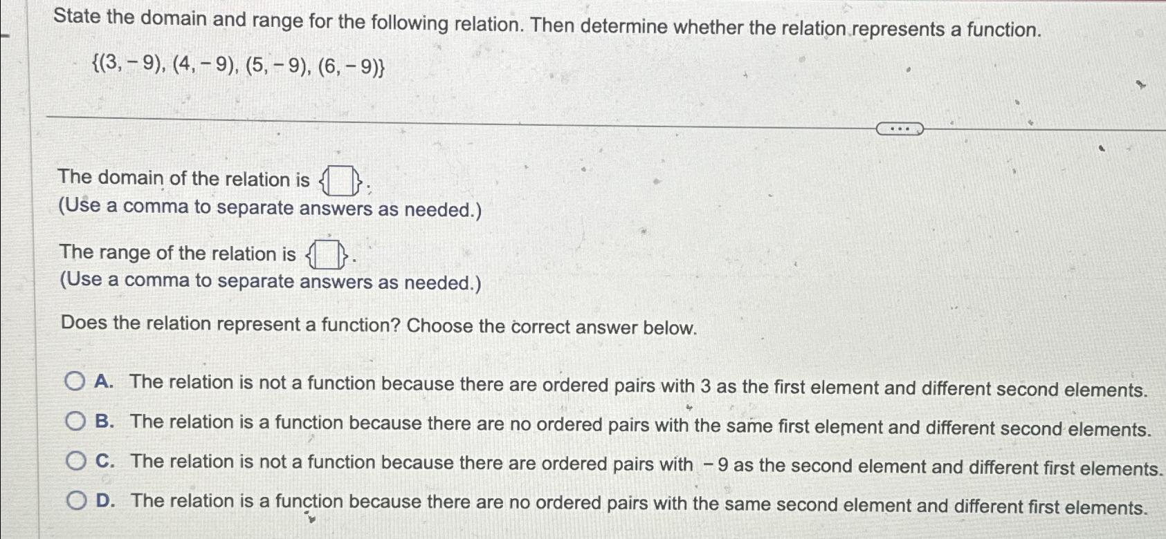 Solved State the domain and range for the following | Chegg.com