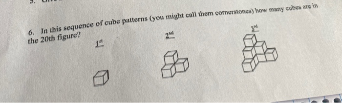 Solved 6. In this sequence of cube patterns (you might call | Chegg.com