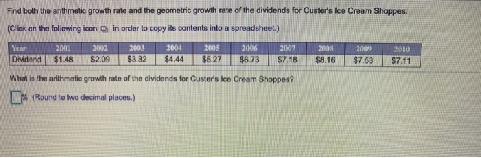 Solved Find both the arithmetic growth rate and the | Chegg.com