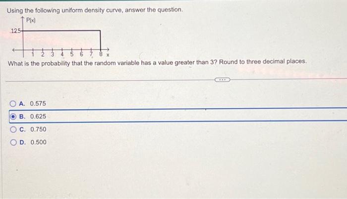 Using the following uniform density curve, answer the | Chegg.com