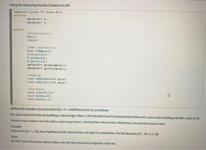 Using The Following Doubly Linked List Api Template 