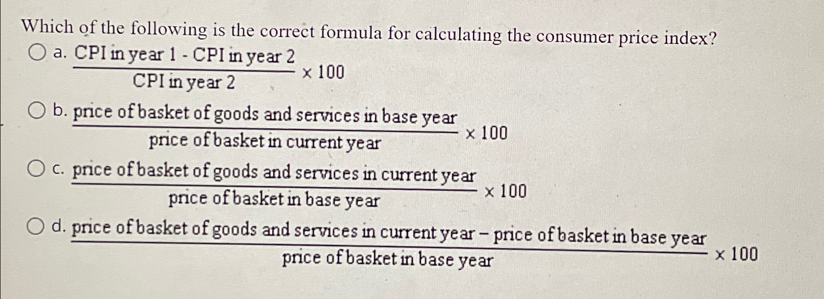 Solved Which of the following is the correct formula for | Chegg.com
