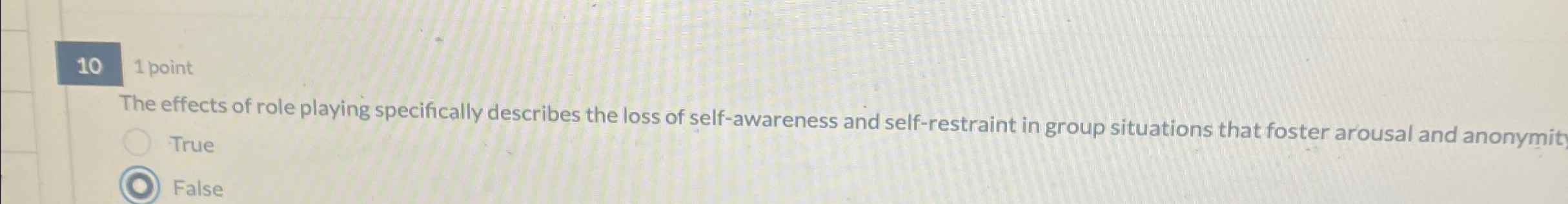 Solved 1 ﻿pointThe effects of role playing specifically | Chegg.com