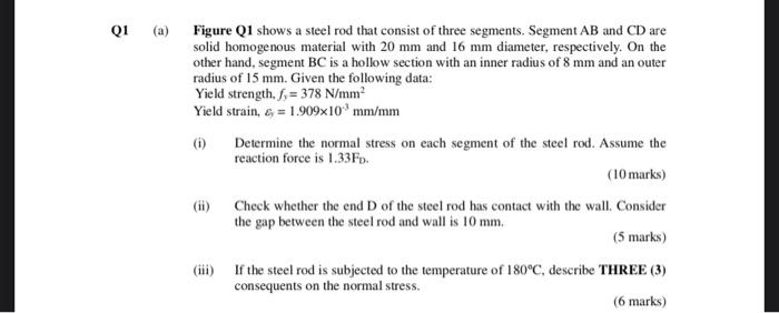 Solved QI @ Figure Q1 shows a steel rod that consist of | Chegg.com